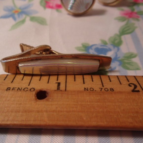 Vintage | Accessories | Vintage White Iridescent Cuff Link Tie Clasp ...